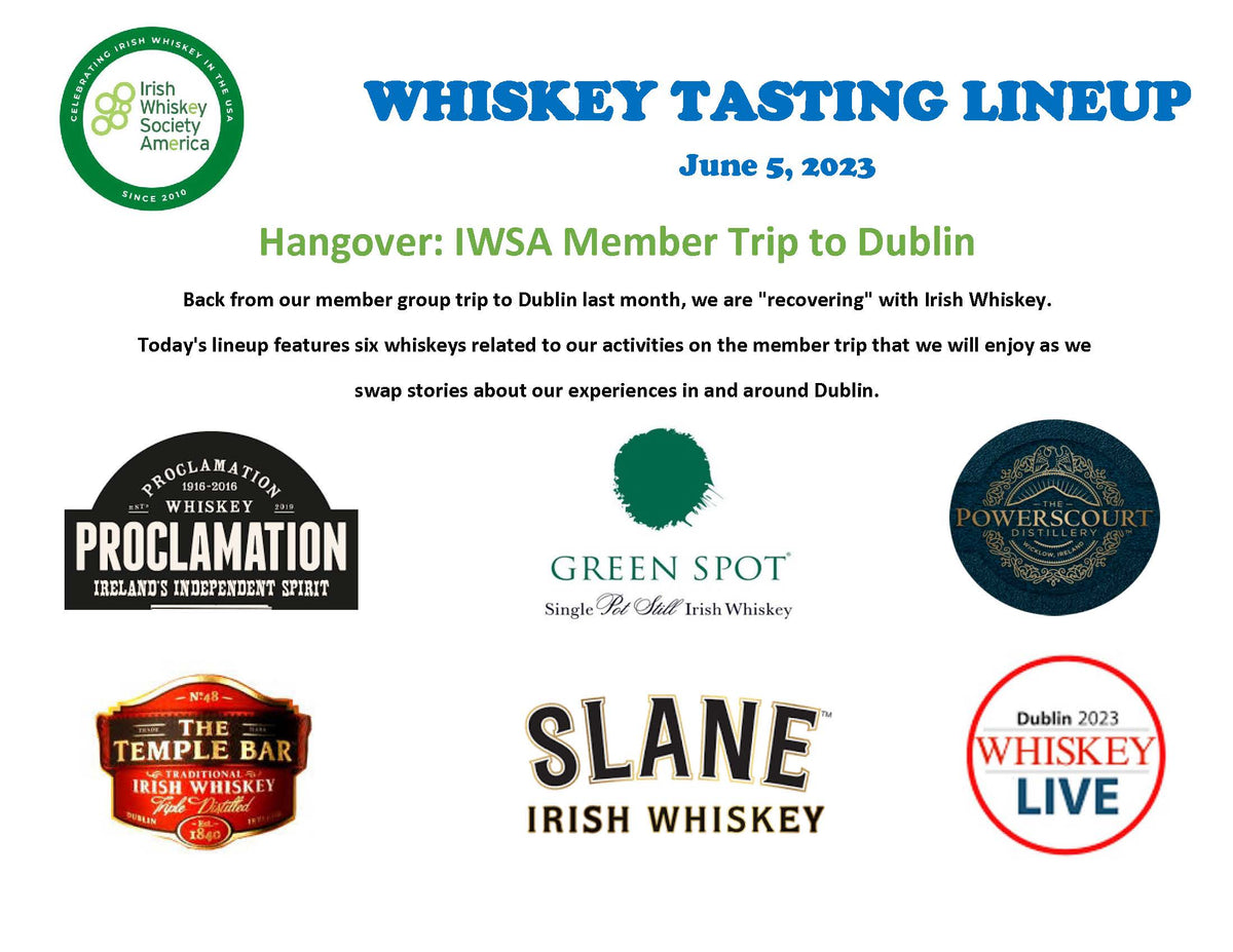 IWSA Tasting Lineup - Hangover: IWSA Member Trip to Dublin – Irish ...