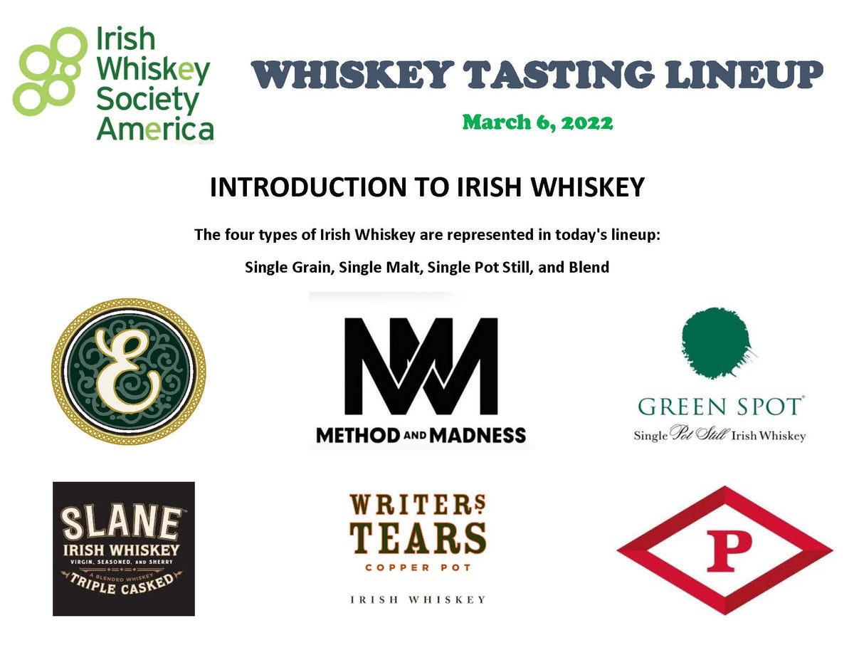 IWSA Tasting Lineup-Introduction to Irish Whiskey – Irish Whiskey USA